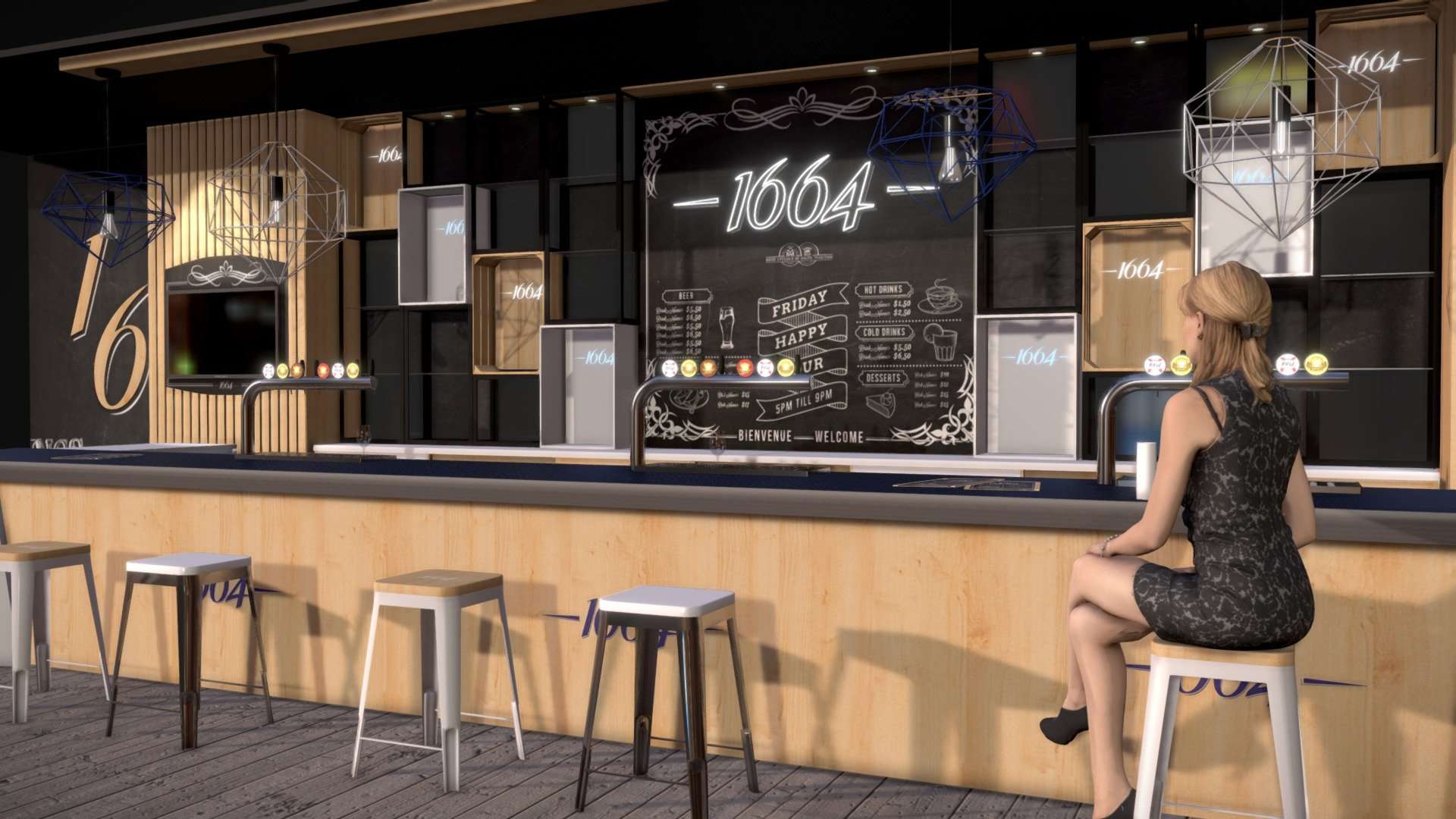 Bar restaurant interior design architecture 3D Model Download - Game Ready Asset | Open3DSea