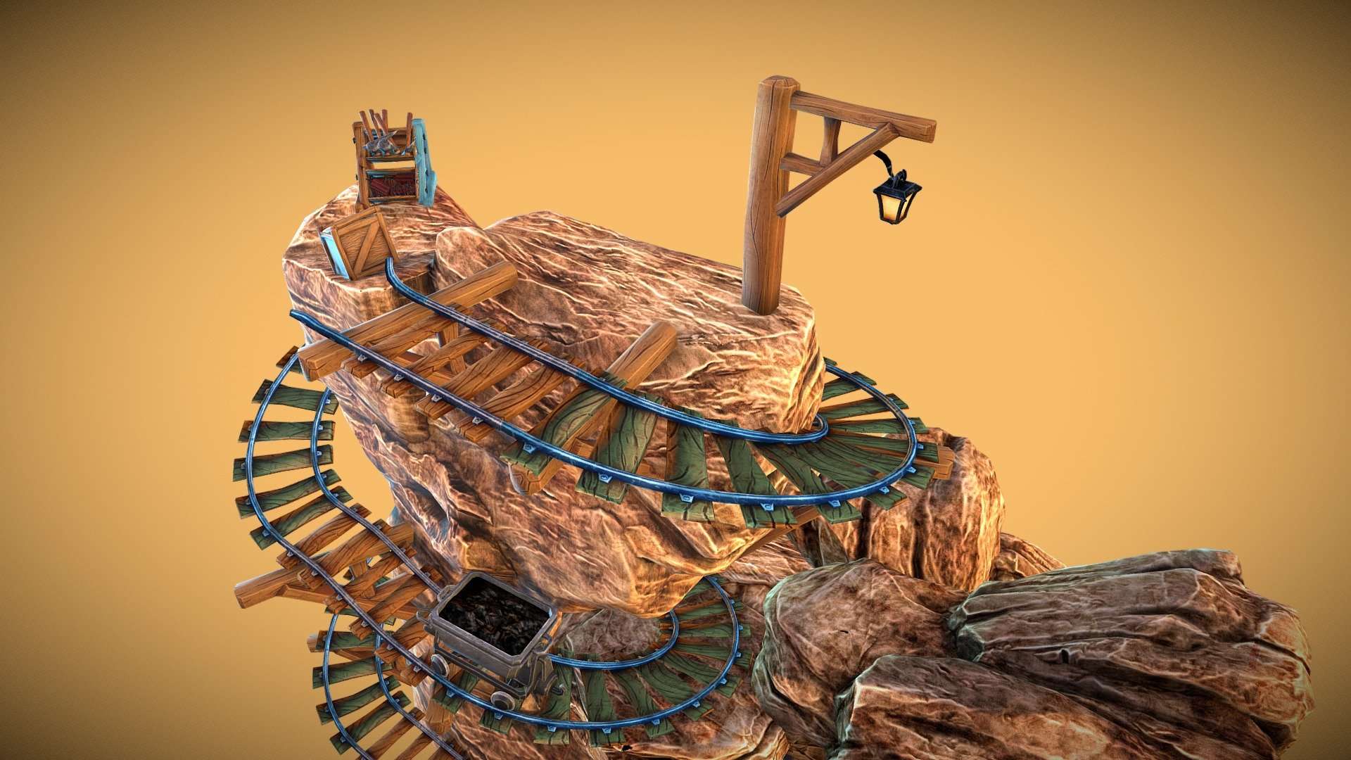 Canyon Mining Environment Pack - Showcase Scene 3D Model Download - Game Ready Asset | Open3DSea