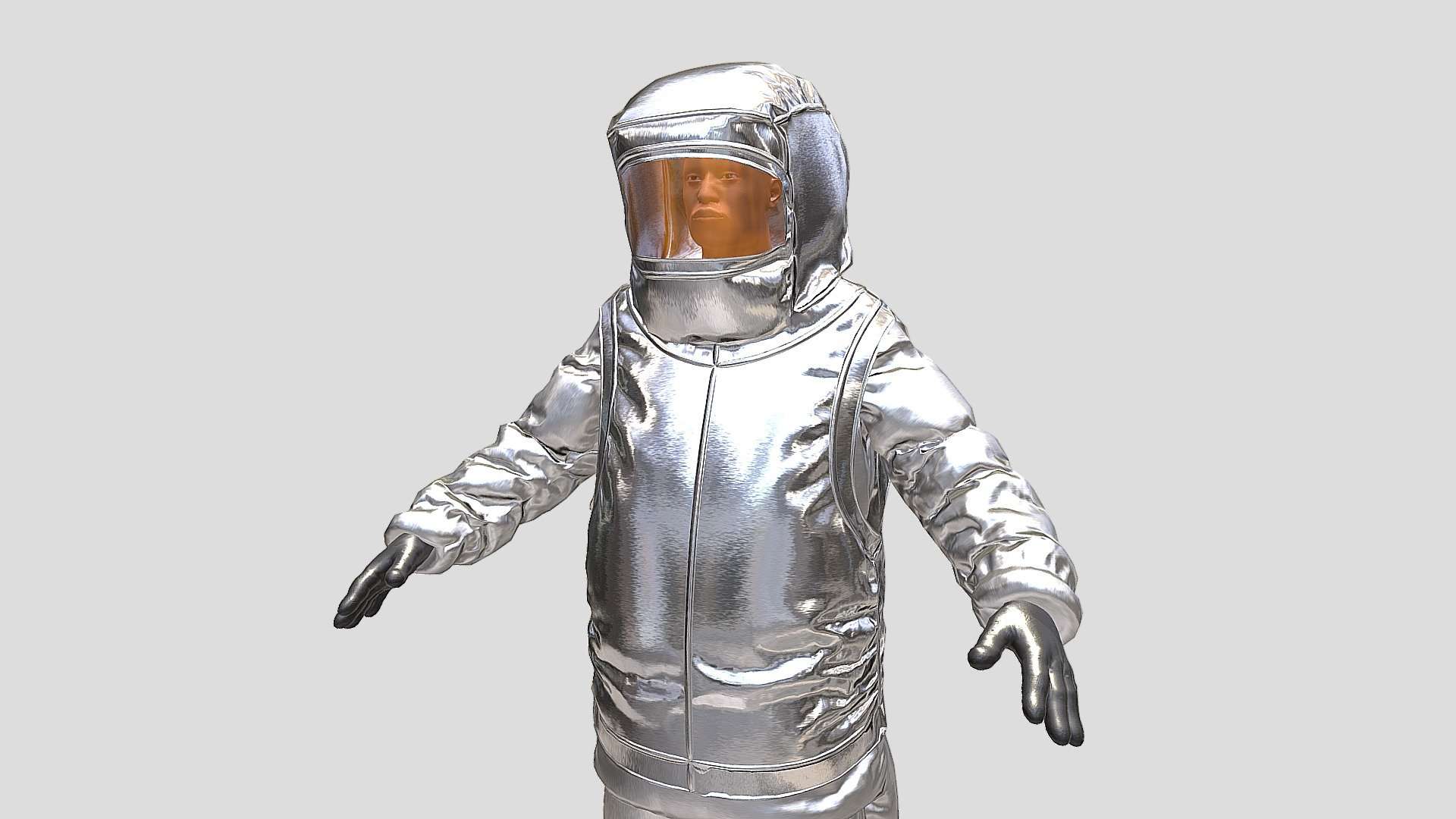 Firefighter in Aluminized Flame Proof Suit - OPEN3DSEA