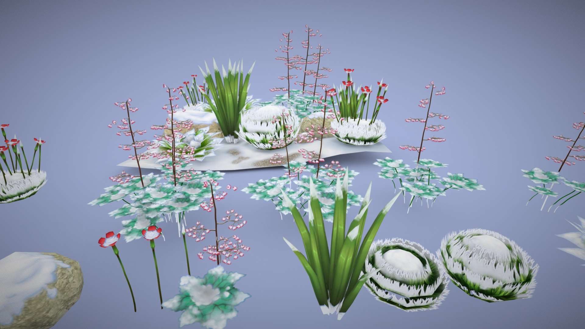 【Game Ready】 Bitbot Plants - Winter - OPEN3DSEA
