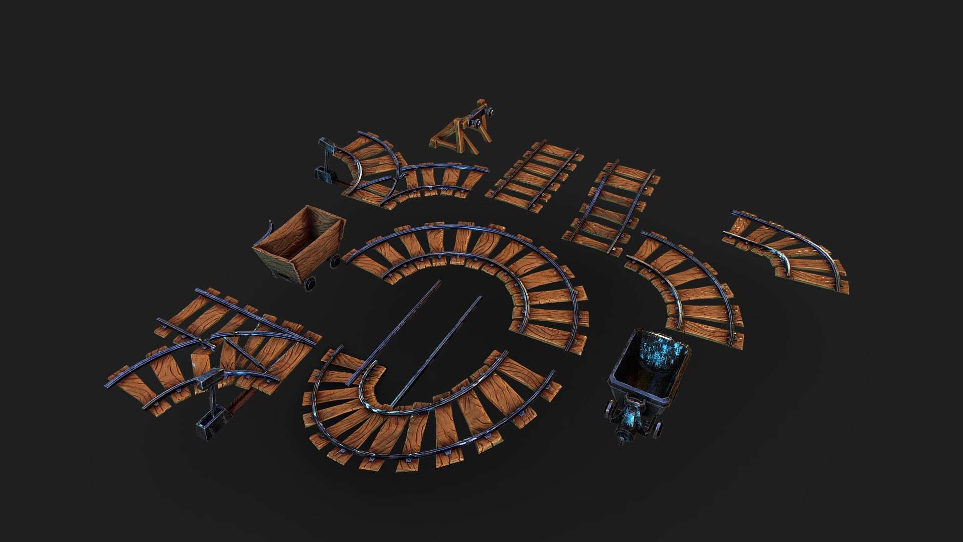 Mining Rails & Carts - OPEN3DSEA