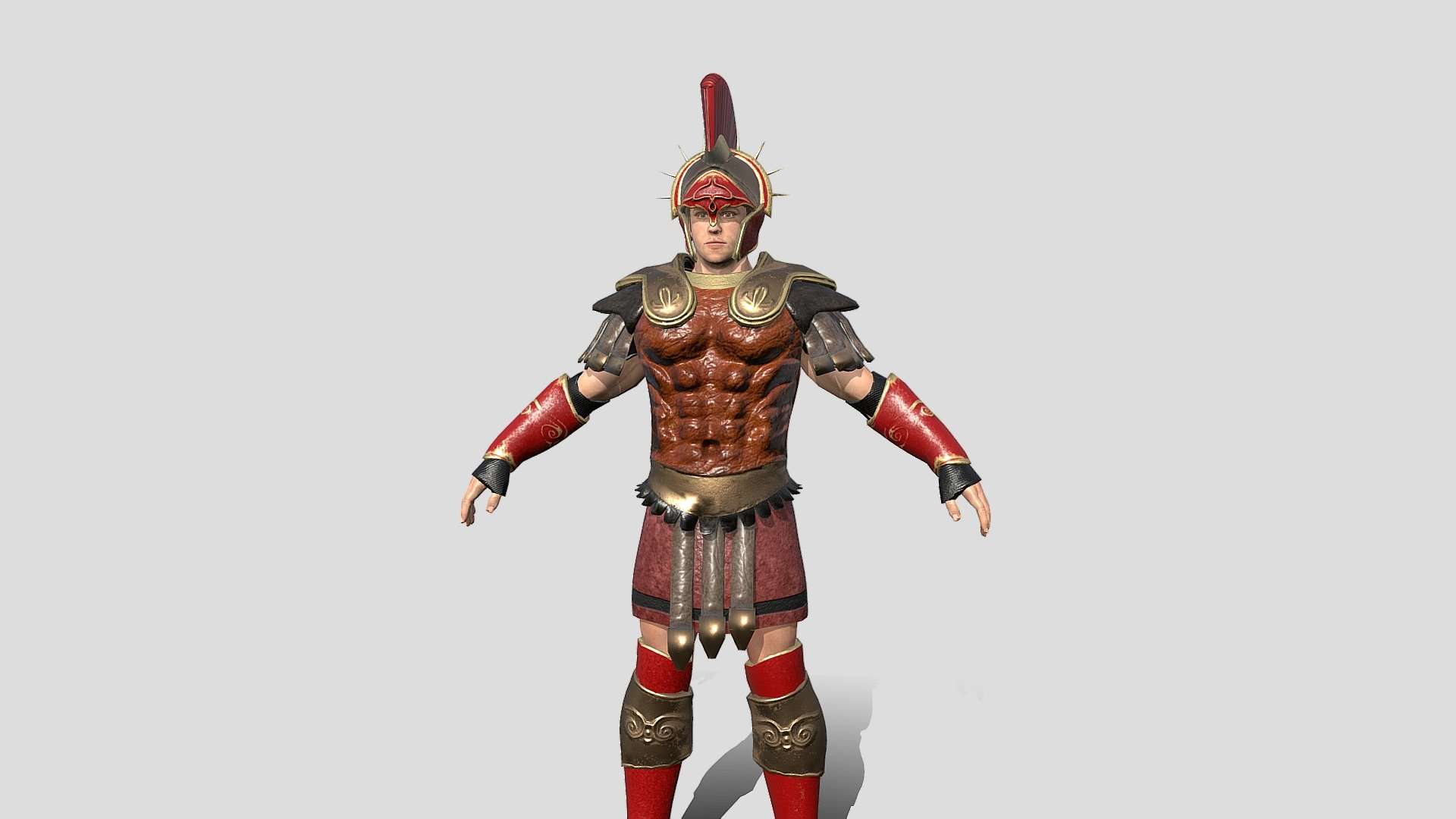 Roman greek soldier. Game character - OPEN3DSEA