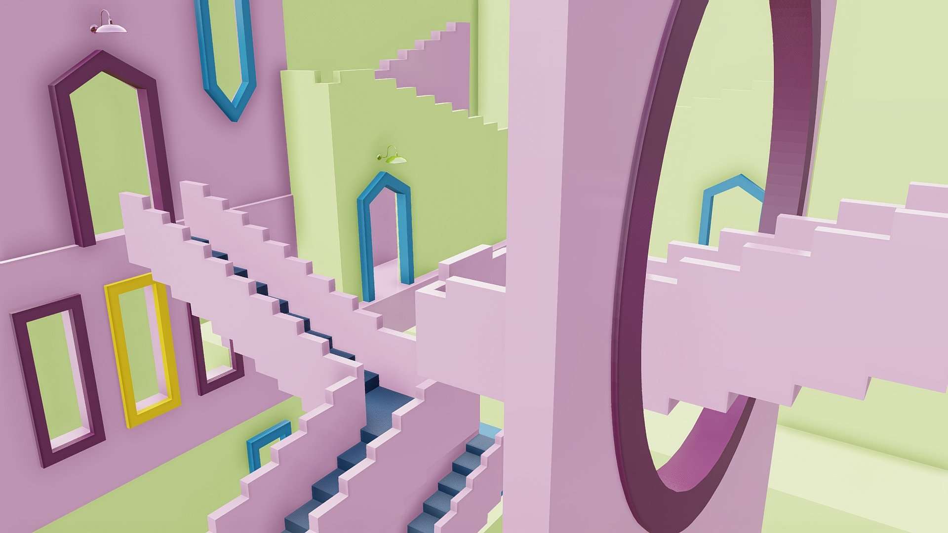 Squid Game Stairs Labyrinth / Execise 3D Model Download - Game Ready ...