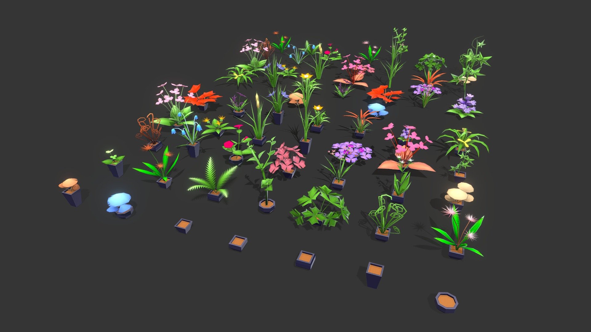 Stylize Low Poly Plants and Flowers Pack - OPEN3DSEA