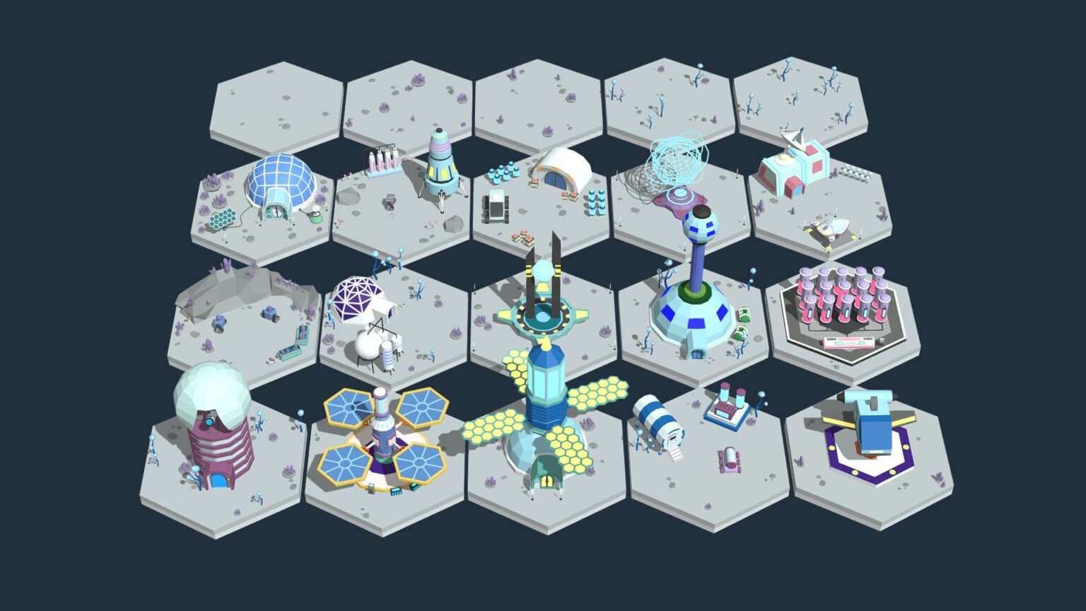 Low Poly Sci-Fi Tiles Lunar Zones - OPEN3DSEA