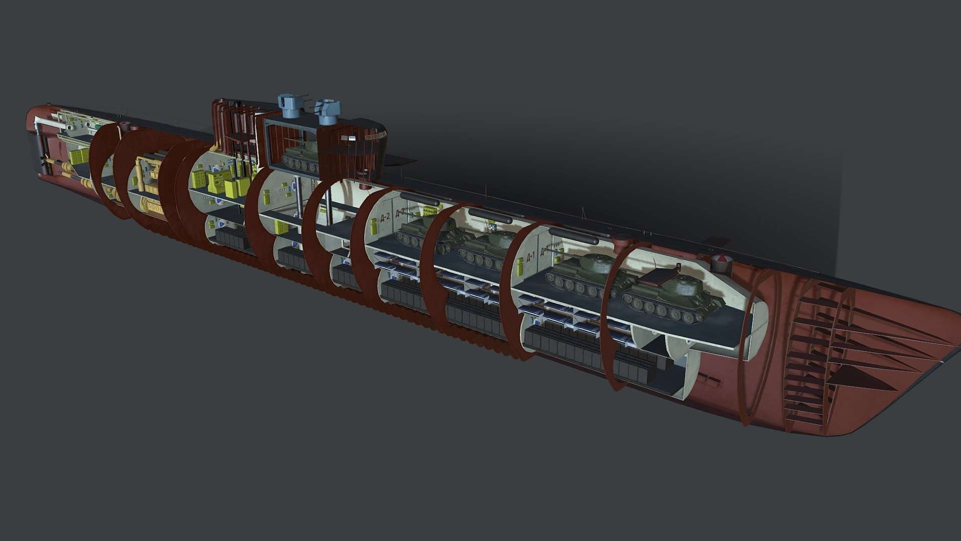 Submarine project 626 cutaway - OPEN3DSEA