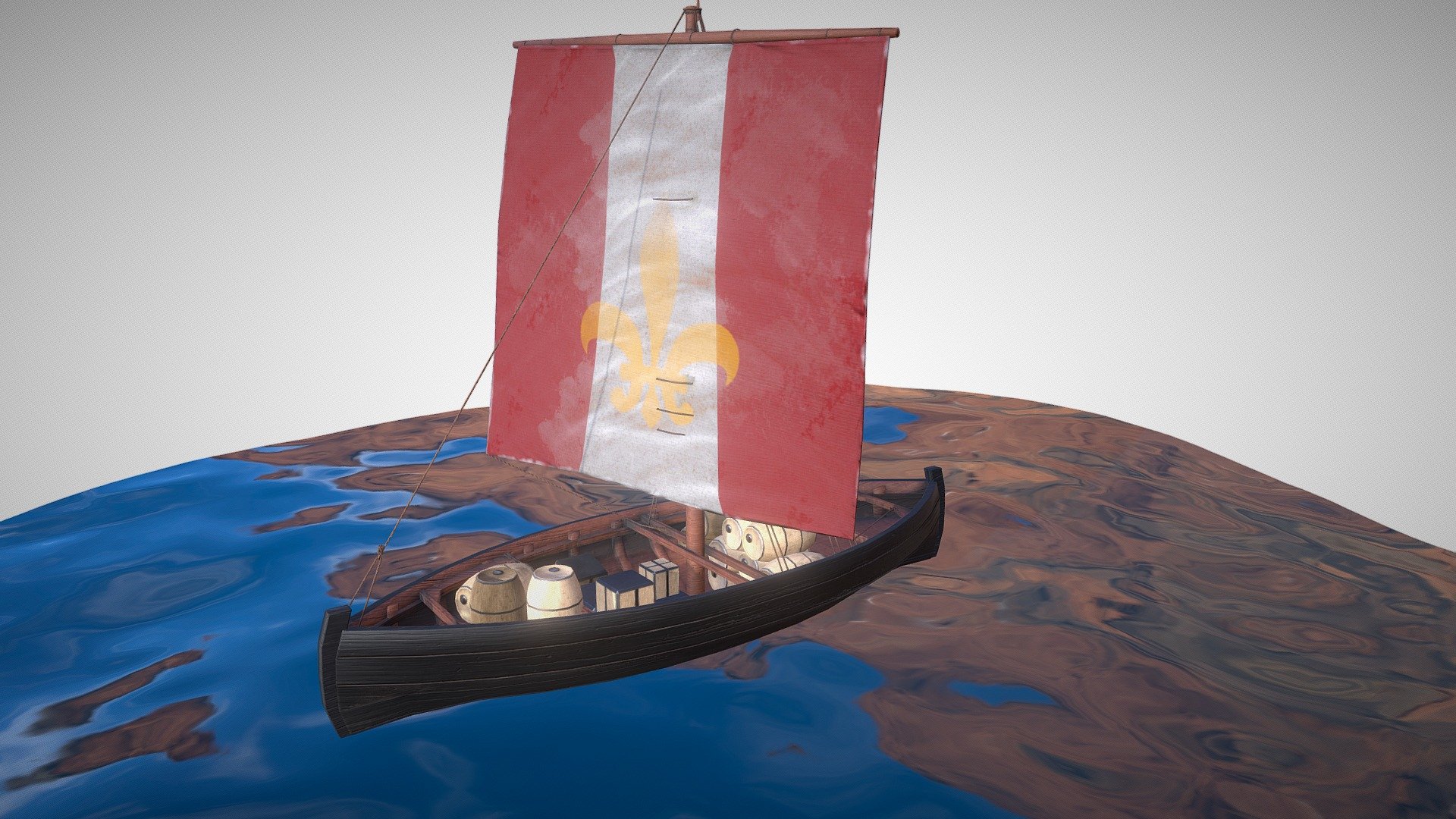 Knarr - Medieval Sailboat - OPEN3DSEA