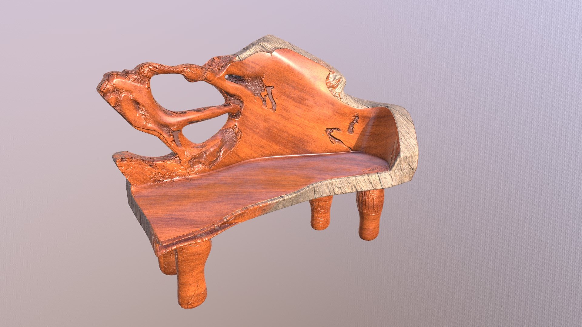 LUX Teak Root Bench B - OPEN3DSEA