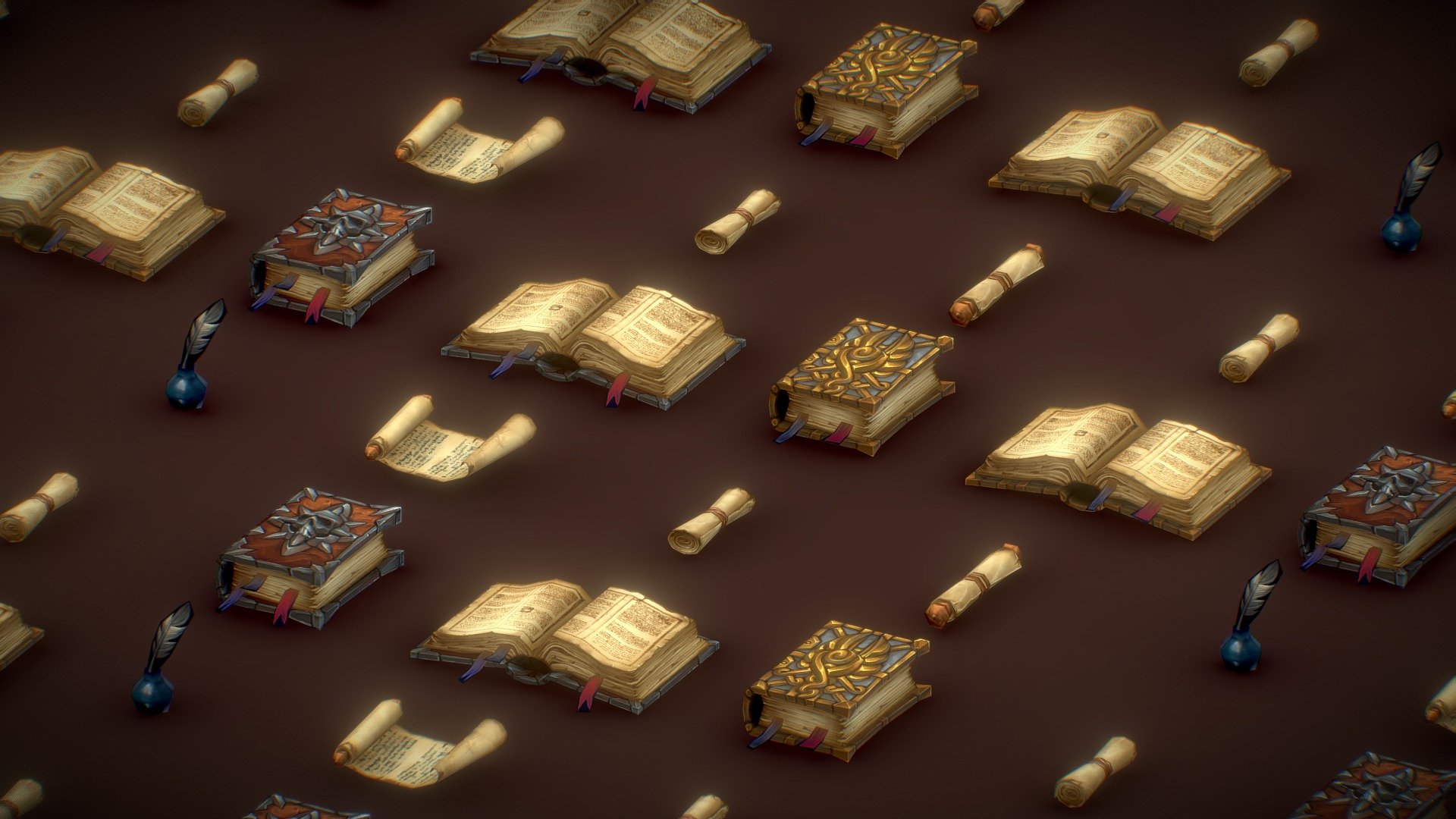Scrolls Books Set - HPS - Preview - OPEN3DSEA