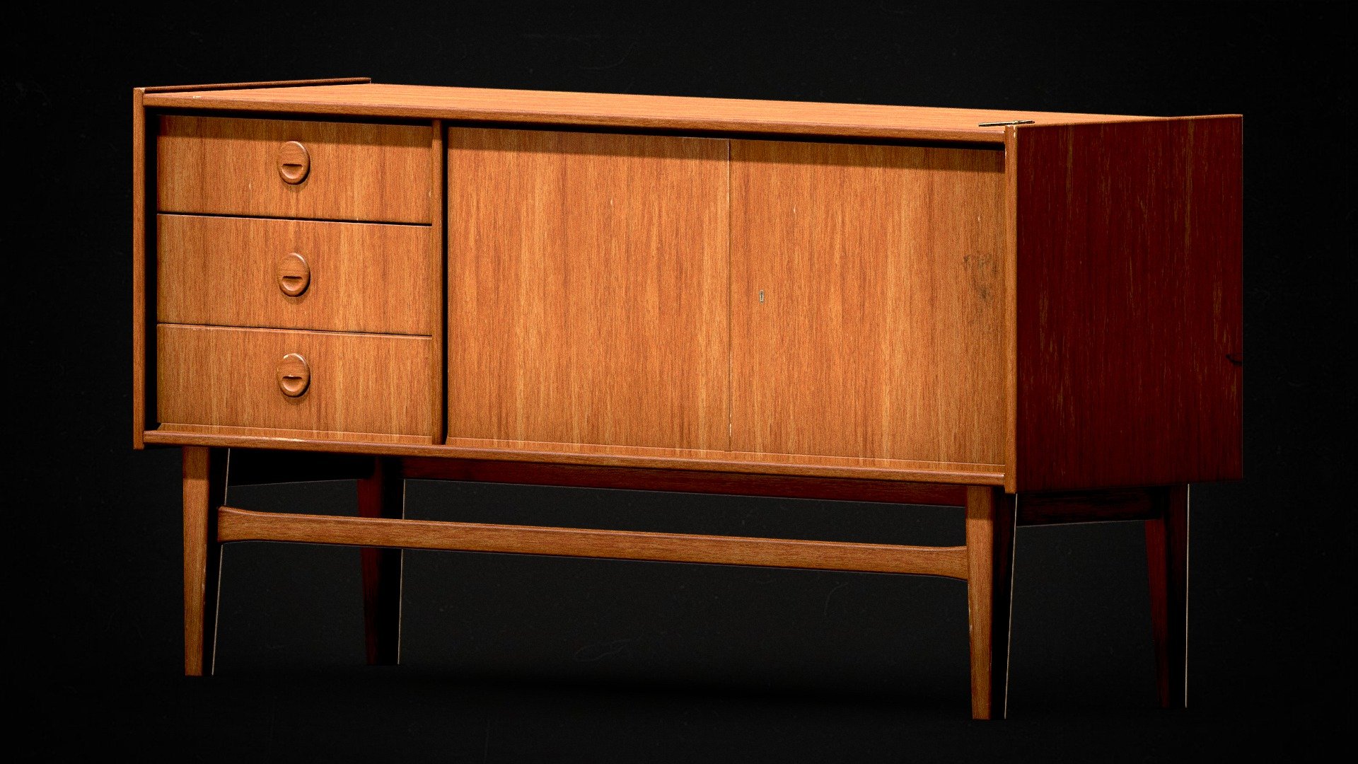 Vintage 50s Mid-Century Sideboard - OPEN3DSEA