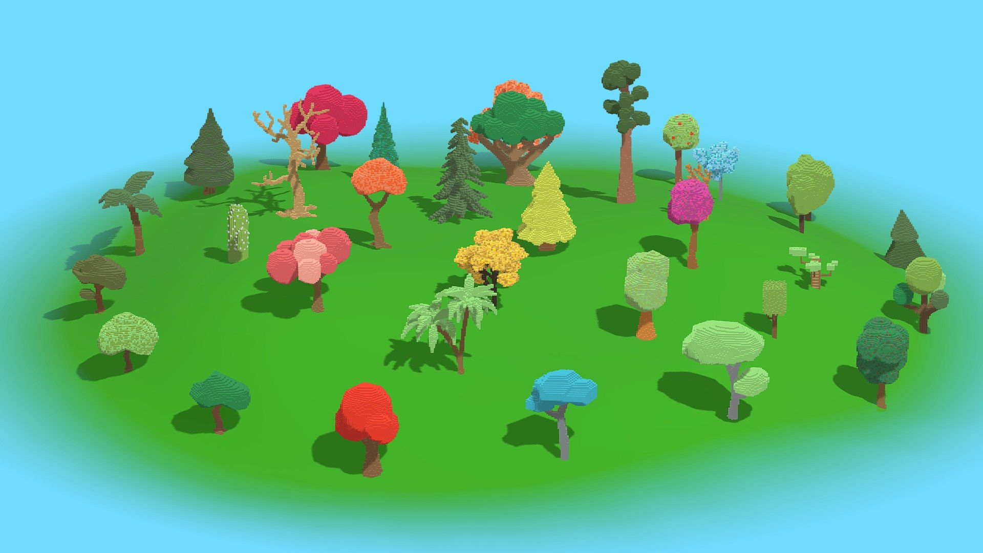 Voxel Trees Pack (33 Items) - OPEN3DSEA