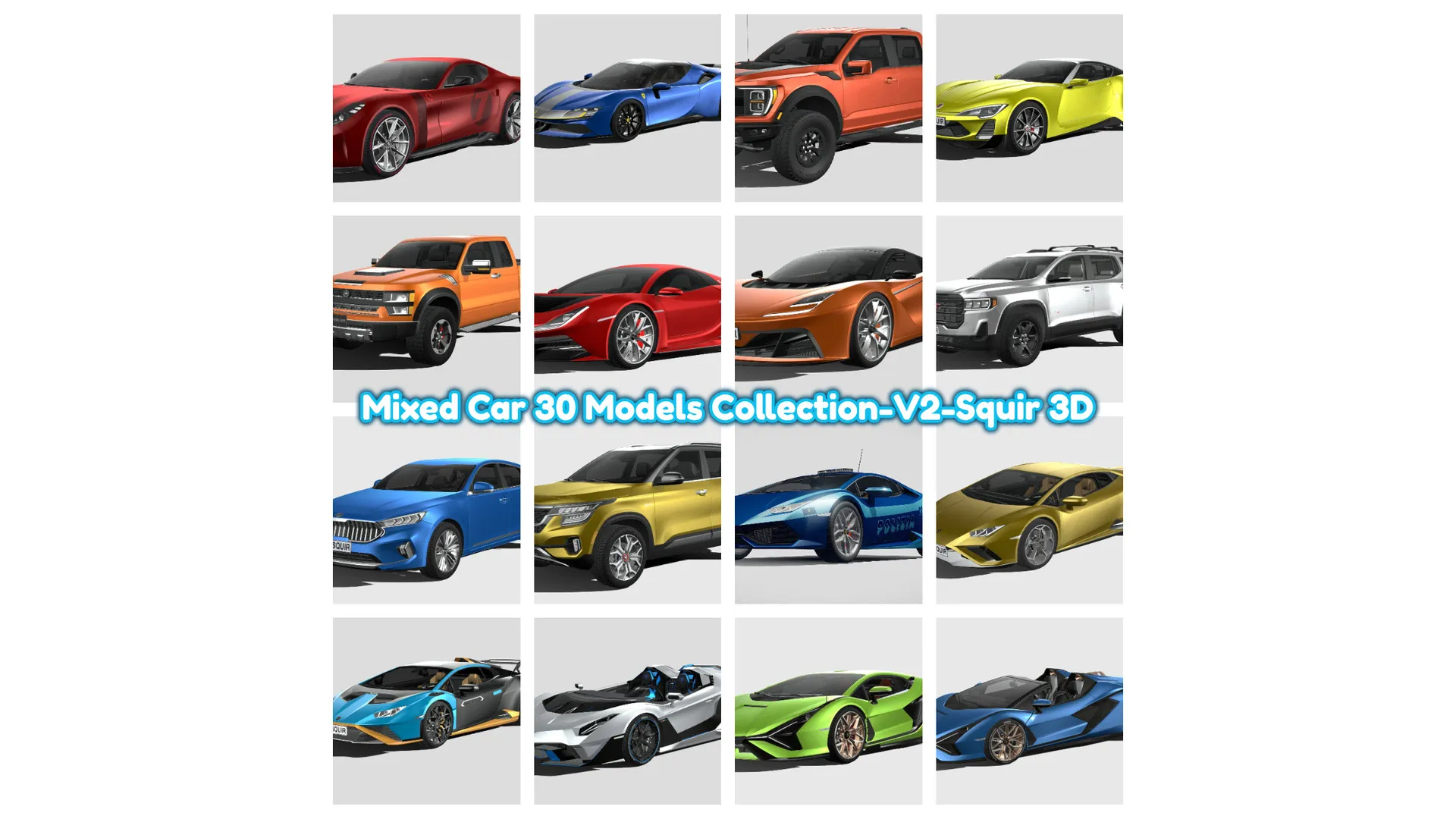 Mixed Car 30 Models Collection-V2-Squir 3D 3D Model Download - Game ...